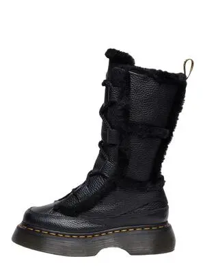 Dr. Martens Buzz Combat Boots With Fur Trim - Black