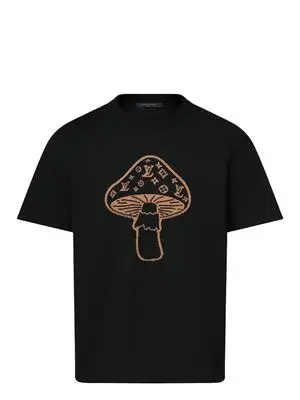 LOUIS VUITTON Short-sleeved Intarsia Crewneck T-shirt 'intarsia Mushroom - Black/brown