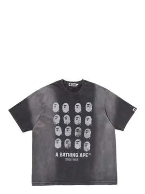 A BATHING APE Bleeched Multi Ape Head Logo Relaxed Fit T-shirt - Black