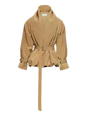 Magda Butrym Shawl Collar Belted Jacket - Neutrals