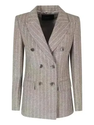 Seventy Pinstripe Double-breasted Blazer - Brown