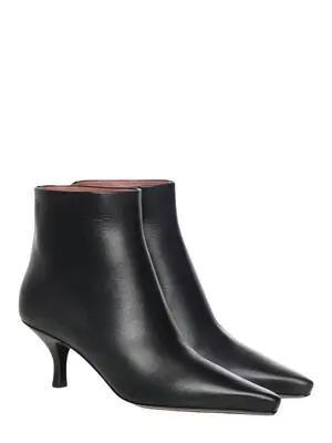 Paris Texas Rose Leather Ankle Boots - Black
