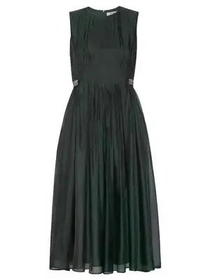 Max Mara Embellished Pleated Midi Dress - Green