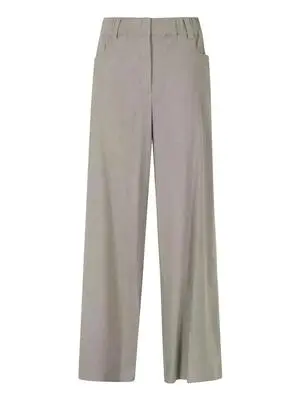 ALYSI Wide-leg Elasticated Waist Trousers - Grey