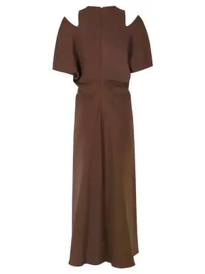 Federica Tosi Cold-shoulder Flared Midi Dress - Brown