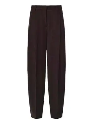 Andamane Pleated Tapered Trousers - Brown