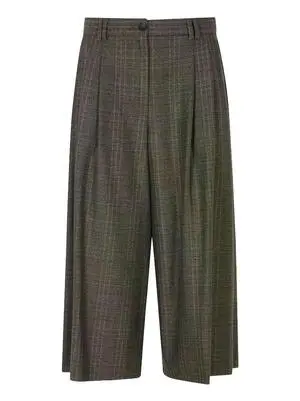Seventy Prince Of Wales Check Pleated Wide Leg Shorts - Brown