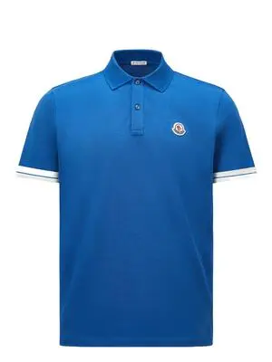 Moncler Logo Cotton Piquet Polo Shirt - Dark Blue