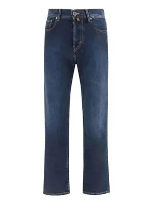Jacob Cohen Logo Patch Straight Leg Jeans - Blue