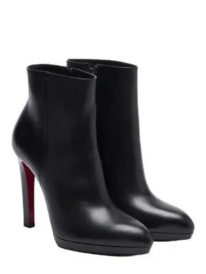 CHRISTIAN LOUBOUTIN Leather Pointed Toe Zip Up Ankle Boots - Black
