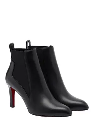CHRISTIAN LOUBOUTIN Leather Pointed Toe Zip Up Ankle Boots - Black