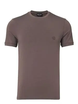 Giorgio Armani Logo Jersey T-shirt - Brown
