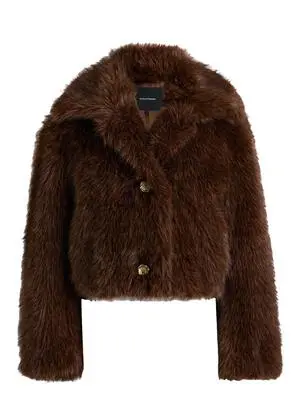 Scanlan Theodore Scanlan Theodore US Faux Fur Cropped Jacket With Spread Collar Spice