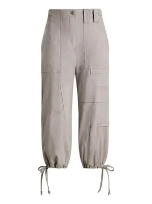 Scanlan Theodore Faux-suede Crop Cargo Trousers - Stone