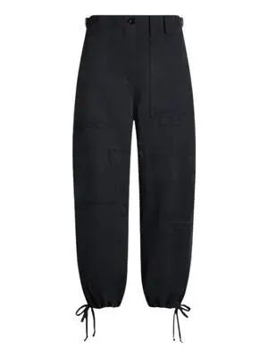 Scanlan Theodore Sueded Silk Cropped Cargo Trousers - Black