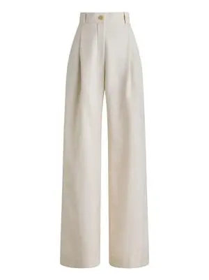 Scanlan Theodore Italian Textured Wide Leg Trousers - Alabaster