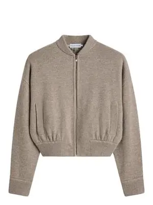 Scanlan Theodore Cashmere Wool Crew Bomber - Wheat