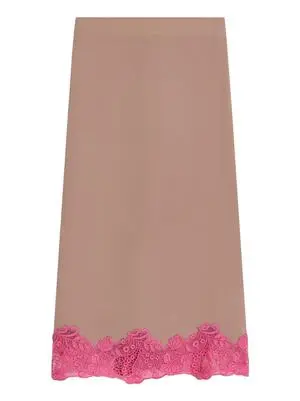Scanlan Theodore SCANLAN THEODORE Lace Trim Silk Skirt Pink