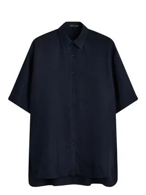 Scanlan Theodore Silk Jacquard Short Sleeve Shirt - Navy