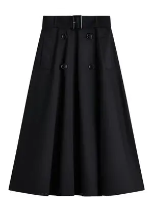 Scanlan Theodore Cotton Sateen Trench Skirt - Black