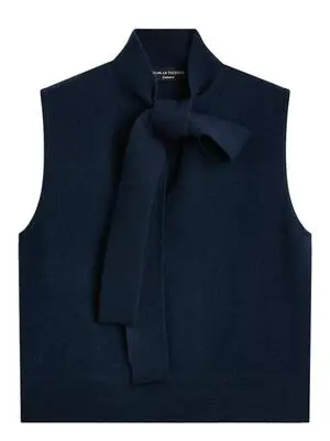 Scanlan Theodore Scanlan Theodore US Cashmere Tie Neck Sleeveless Tank Navy