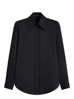 Scanlan Theodore Sueded Silk Shirt With Shoulder Pad Detail - Black