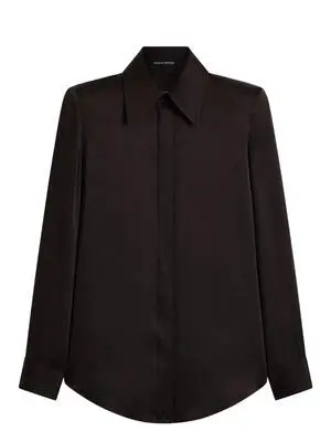 Scanlan Theodore Sueded Silk Shirt With Shoulder Pad Detail - Chocolate