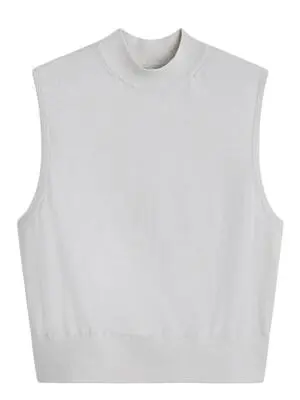 Scanlan Theodore Sleeveless Mock Neck Knit Top With Metallic Thread - Chalk