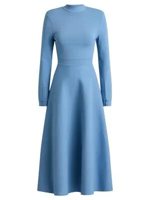 Scanlan Theodore Crepe Knit Wrap Back Dress - Lapis Blue