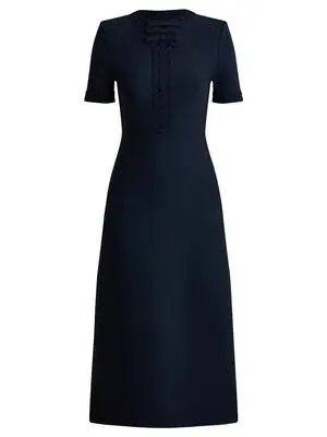 Scanlan Theodore Crepe Knit Bow Dress - Navy