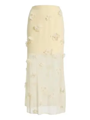 Simkhai Cora Floral Applique Mesh Midi Skirt - Yellow