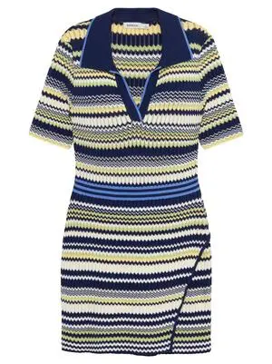 Simkhai Lira Knit Polo Mini Dress - Blue
