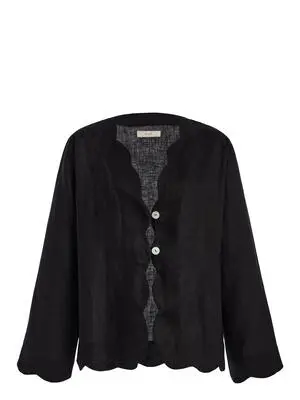 ELCE Scalloped Linen Shirt - Black