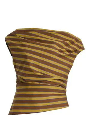 STAUD STUAD Phare Striped Cotton-Blend Top