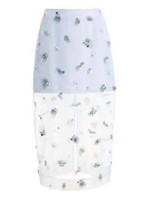 Simkhai Delilah Embellished Chiffon Midi Skirt - Blue