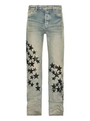 AMIRI Amiri Leather Star Straight Leg Jeans