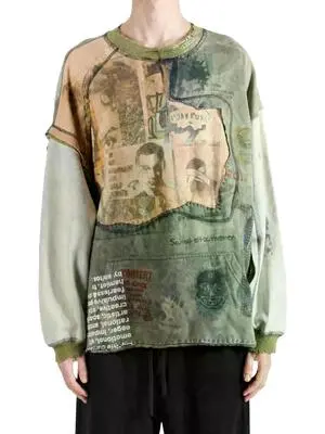 SAITOS Layered Graphic Print Sweatshirt - Green