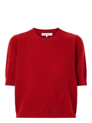 FRAME The Gather Honeycomb Cashmere Sweater - Red