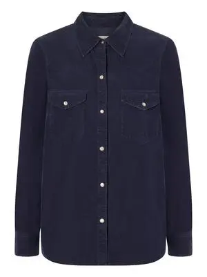 NILI LOTAN Travis Cotton Corduroy Shirt - Blue