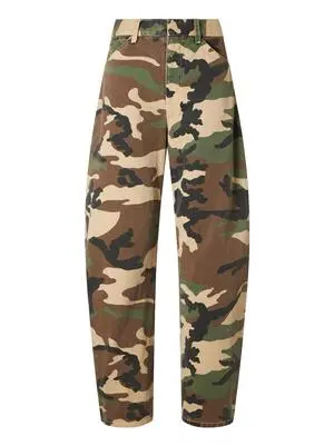 NILI LOTAN Tribeca Camouflage Cotton Straight-leg Pants - Green