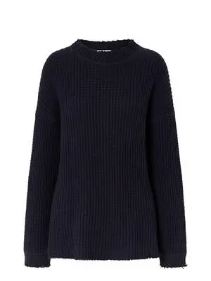 Khaite Dylan" Cotton Waffle Knit Sweatshirt - Navy