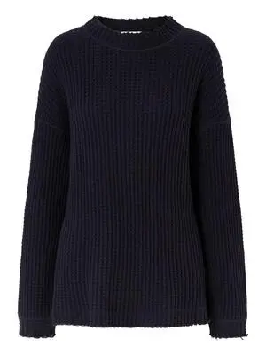 Khaite Dylan Waffle-knit Cotton Sweater - Navy