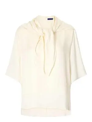 Sharon Wauchob Anita Scarf-detailed Satin T-shirt - Ecru