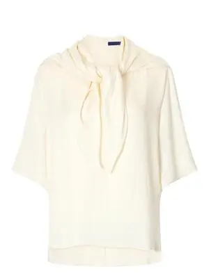 Sharon Wauchob Anita Satin T-shirt With Scarf Detail - Neutrals