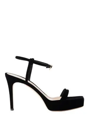 GIANVITO ROSSI Velvet Platform Sandals - Black