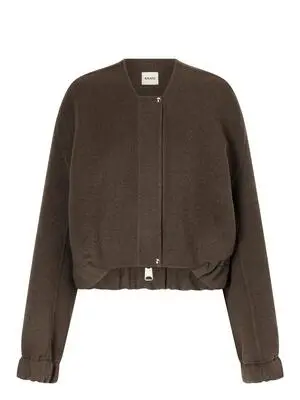 Khaite Cropped Wool Bomber Jacket - Green