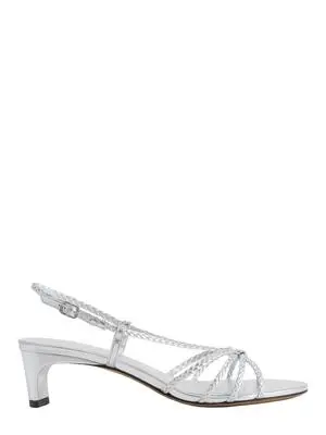 Everlane Made In Italy Braided Kitten Heel Sandals - Silver Leather