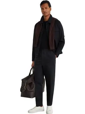REISS Lightweight Tapered Trousers - Navy
