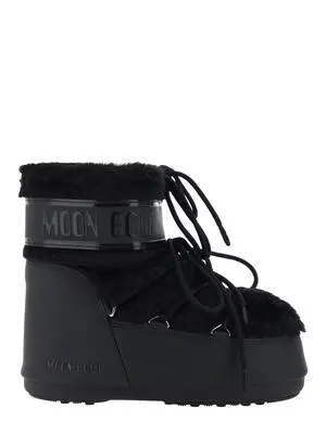 Moon Boot Icon Low Faux Fur Trimmed Lace-up Platform Boots - Black