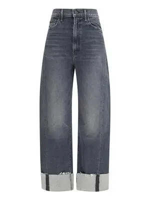 MOTHER Half Pipe Flood Cuff Fray Jeans - Black
